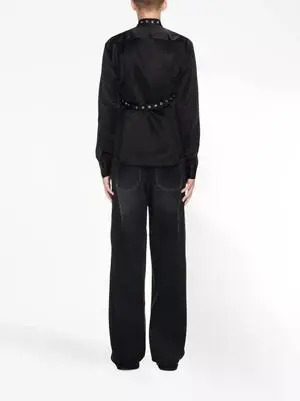 Off-White Eyelet-strap Silk Shirt