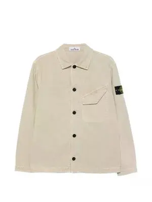 Stone Island Logo-patch Chest-pocket Shirt Jacket - Neutrals