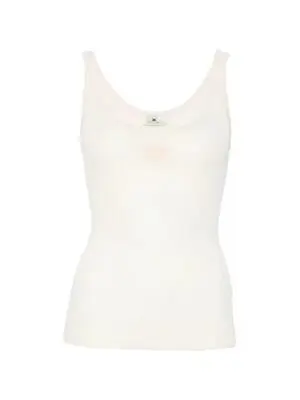 Elisabetta Franchi Ribbed-knit Logo-patch Vest - Neutrals