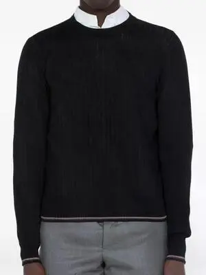 Thom Browne Ribbed Crew-neck Sweater - Black
