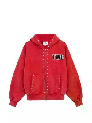 TWOJEYS Studded Zip-up Hoodie - Red