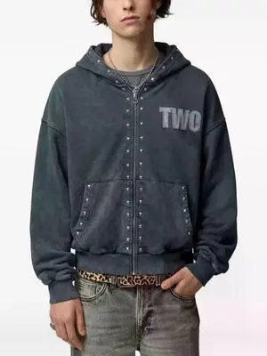 TWOJEYS Studded Zip-up Hoodie