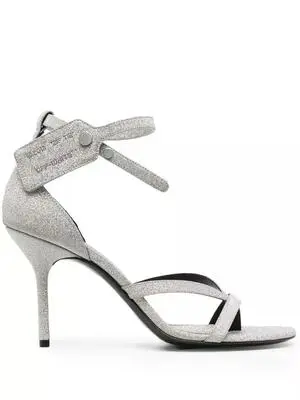 Off-White Zip-tie Glittered Leather Sandals