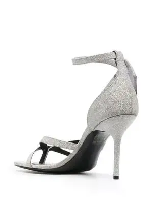 Off-White Zip-tie Glittered Leather Sandals