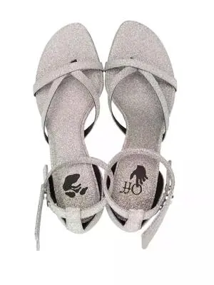 Off-White Zip-tie Glittered Leather Sandals
