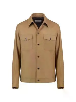 LARDINI Button-down Wool Shirt Jacket - Brown