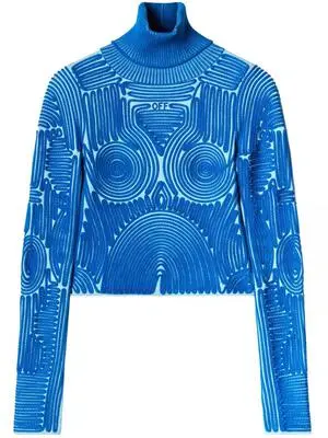 Off-White Flower Vortix Embroidered Top - Blue