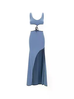 MAISON ANAMI Cut-out Side-slit Maxi Dress - Blue