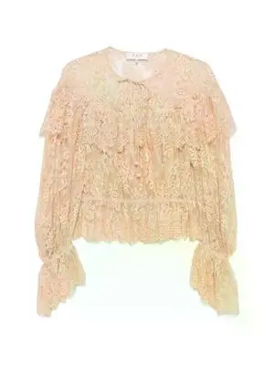 Sea Ruffled Lace Blouse - Neutrals