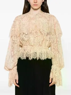 Sea Ruffled Lace Blouse