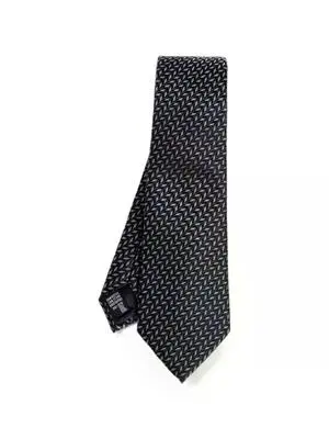 Giorgio Armani Geometric-pattern Tie - Black