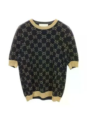 Gucci 2000s Gg Logo-pattern Short-sleeved Sweater - Blue