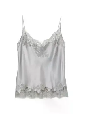 Carine Gilson Lace-trim Satin Camisole - Grey