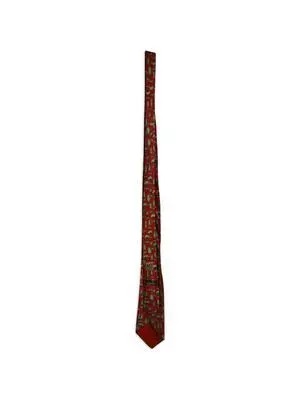 Hermès Trees-print Silk Tie - Red