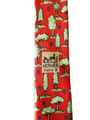 Hermès Trees-print Silk Tie