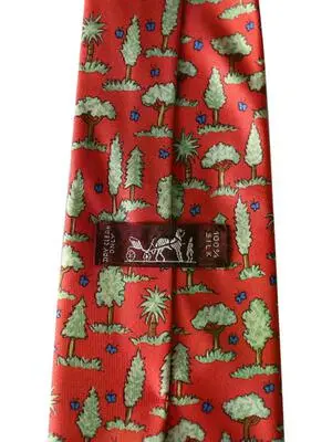 Hermès Trees-print Silk Tie