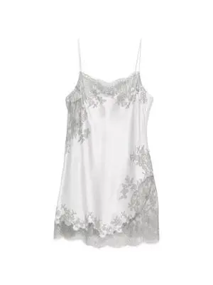 Carine Gilson Lace-trim Silk Nightdress - Grey
