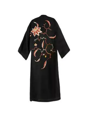 Vita Kin Barcelona Floral-embroidered Wrap Midi Dress - Black