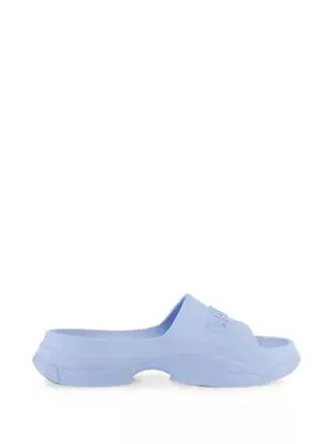 GANNI Logo-embossed Pool Slides - Blue