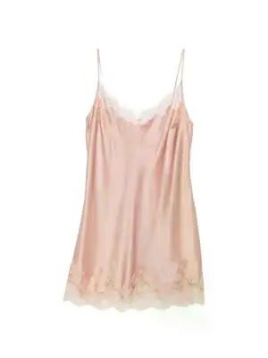 Carine Gilson Lace-trim Silk Nightdress - Pink
