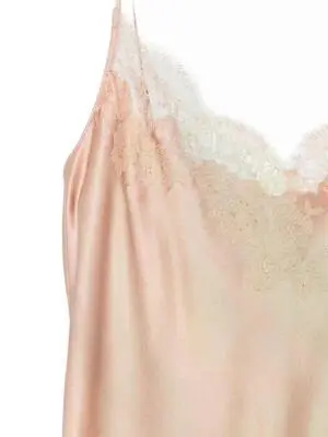 Carine Gilson Lace-trim Silk Nightdress - Pink