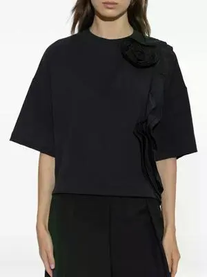 Max Mara Ruffled Floral-appliqué T-shirt