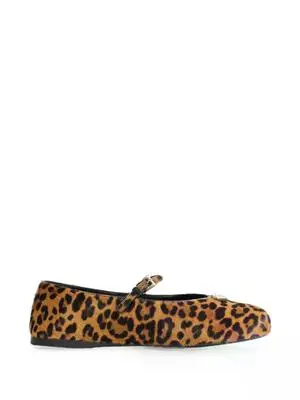 Prada Leopard-print Buckle-strap Ballet Flats - Brown