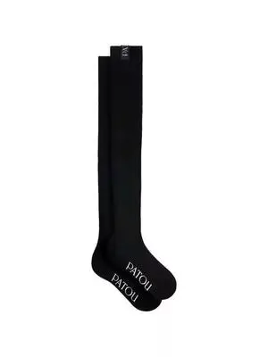 PATOU Ribbed-knit Over-the-knee Socks - Black