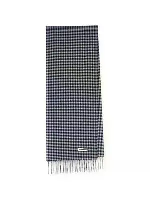 JIL SANDER Check Fringed Scarf - Blue