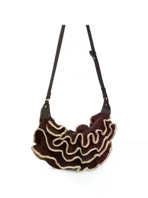 Zimmermann Goldentime Ruffled Shoulder Bag - Brown
