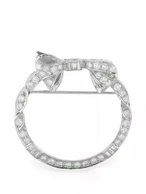 LB EXCLUSIVE Diamond Circular-shape Bow Brooch - Silver