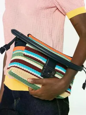 Fendi Mamma Baguette Striped Tote Bag