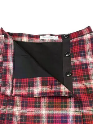 Dior Tartan Check Wrap Skirt With Cd Logo Buttons