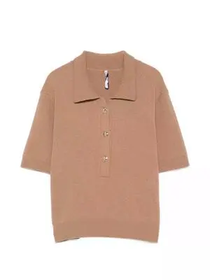 Liviana Conti Knitted Polo Top - Brown