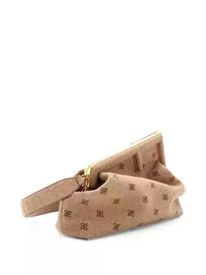Fendi First Bag Ff Karligraphy Flannel Medium Clutch Bag - Brown