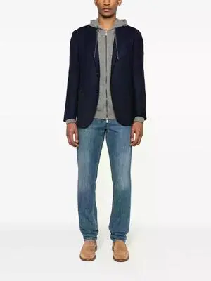 Corneliani Single-breasted Wool Blazer - Blue