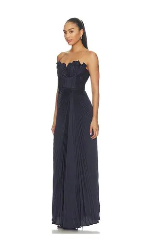 AMUR Pleated Gown - Navy