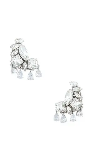 ANTON HEUNIS Omega Clasp Pixel & Tears Pendant Earrings - Metallic Silver