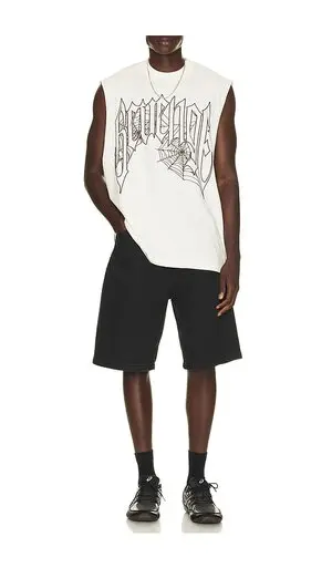 REVENGE Web Cross Cut Off Tee In . Also