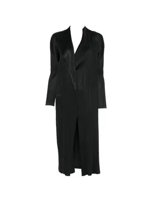 Issey Miyake Pleated Long Coat - Black