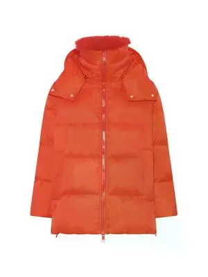 YVES SALOMON A-line Hooded Jacket - Red