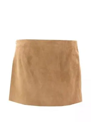 Khaite Jett Leather Mini Skirt - Neutrals