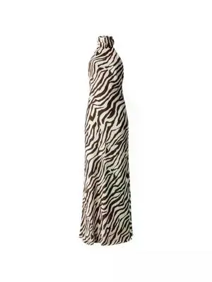 TOCCIN Alina Zebra Print Halterneck Maxi Dress