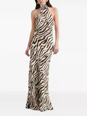 TOCCIN Alina Zebra Print Halterneck Maxi Dress