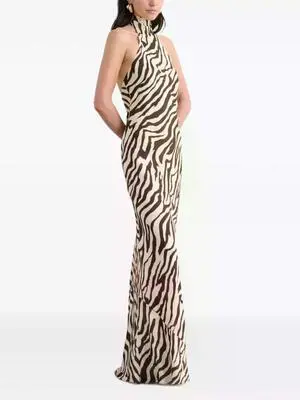 TOCCIN Alina Zebra Print Halterneck Maxi Dress