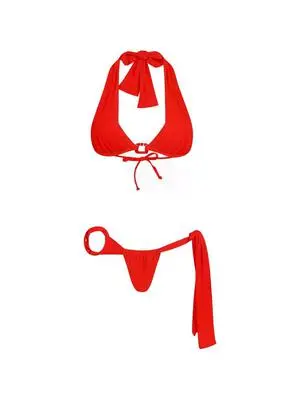AMIR SLAMA Halter-neck Bow-detail Bikini - Red