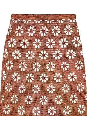 Calle Del Mar Floral Crochet Midi Skirt