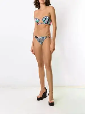 AMIR SLAMA Print Hibiscus Gemétrico Bikini Set - Black