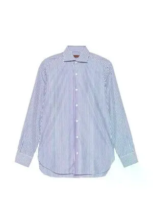 BARBA NAPOLI Striped-print Long-sleeve Shirt - Blue