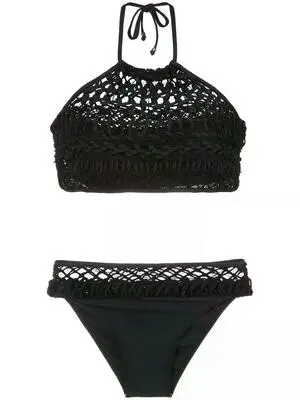 AMIR SLAMA Macramé Bikini Set - Black